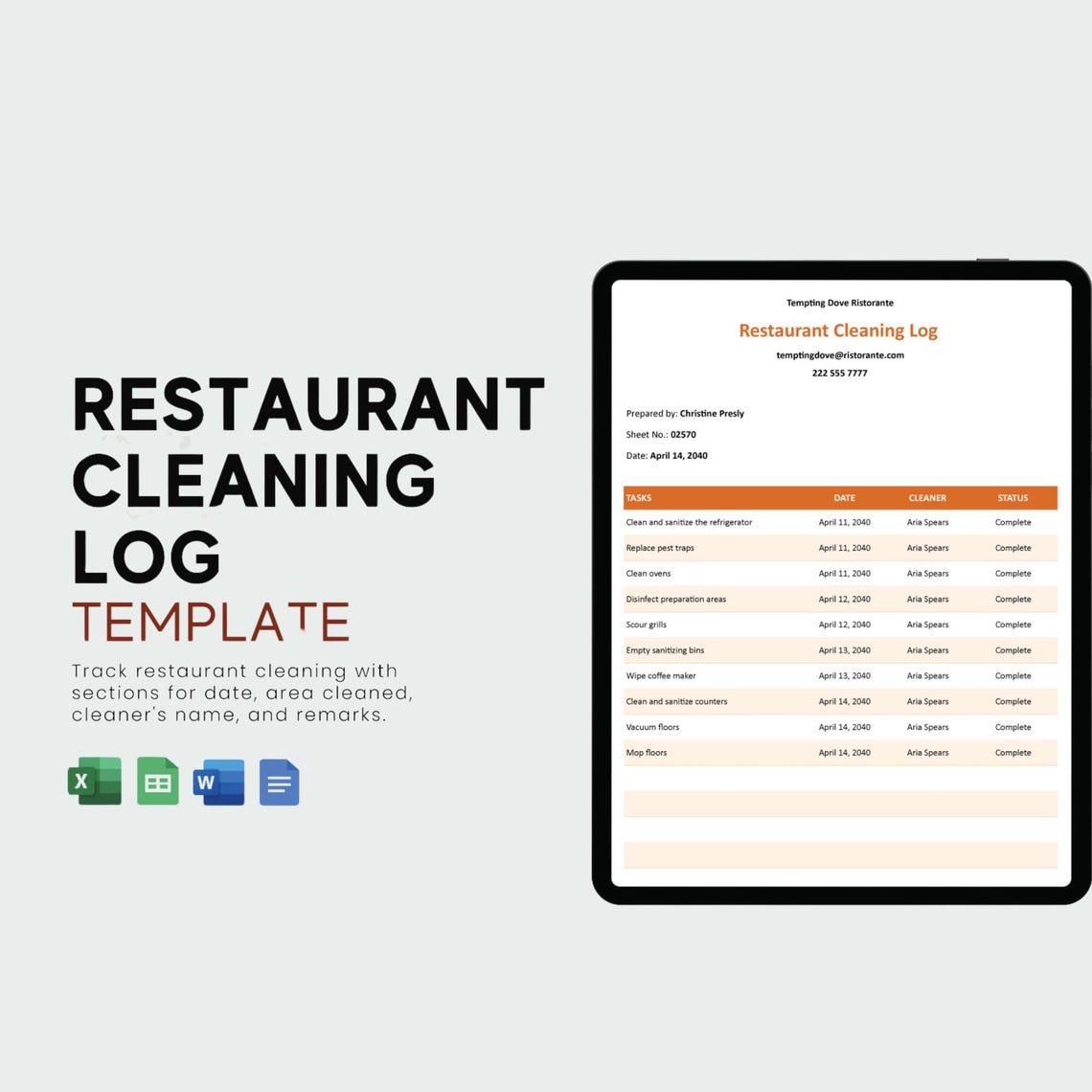 Restaurant Management Excel Bundle | Staff Schedule, Inventory, Sales ...