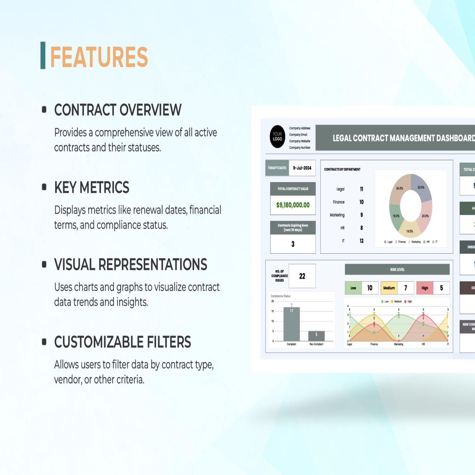 Legal Contract Management Dashboard Template Excel Google Sheets ...