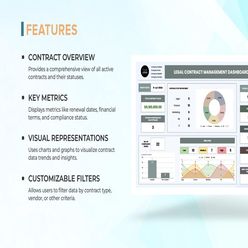Legal Contract Management Dashboard Template Excel Google Sheets ...
