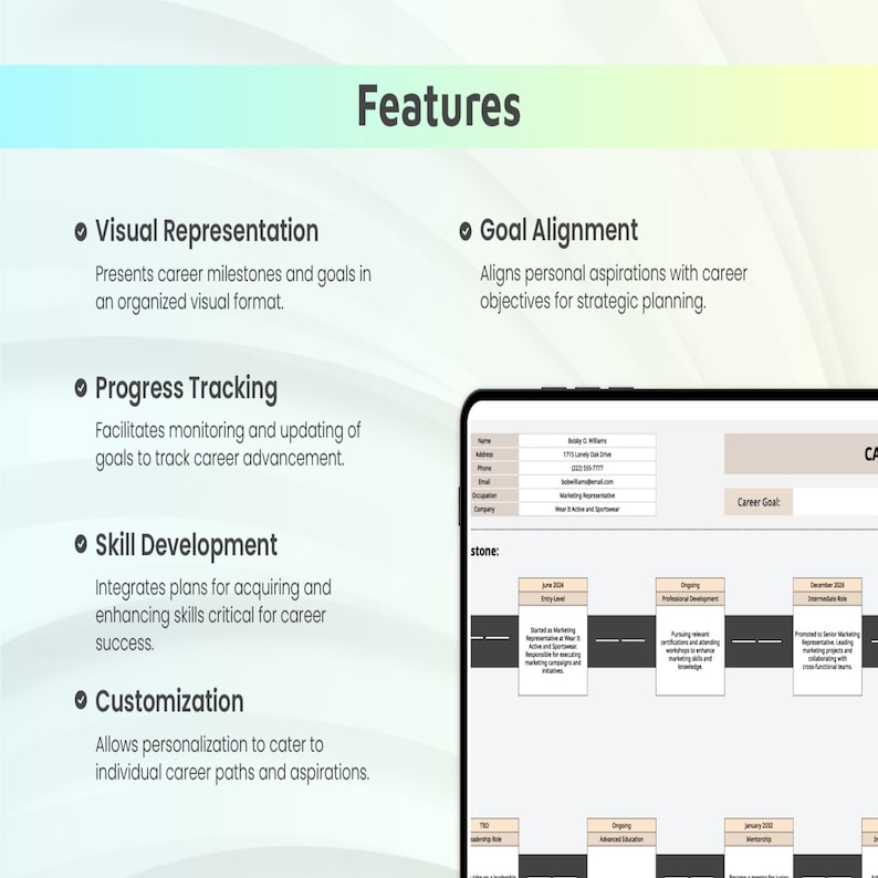Career Roadmap Overview Template Excel | Professional Development ...