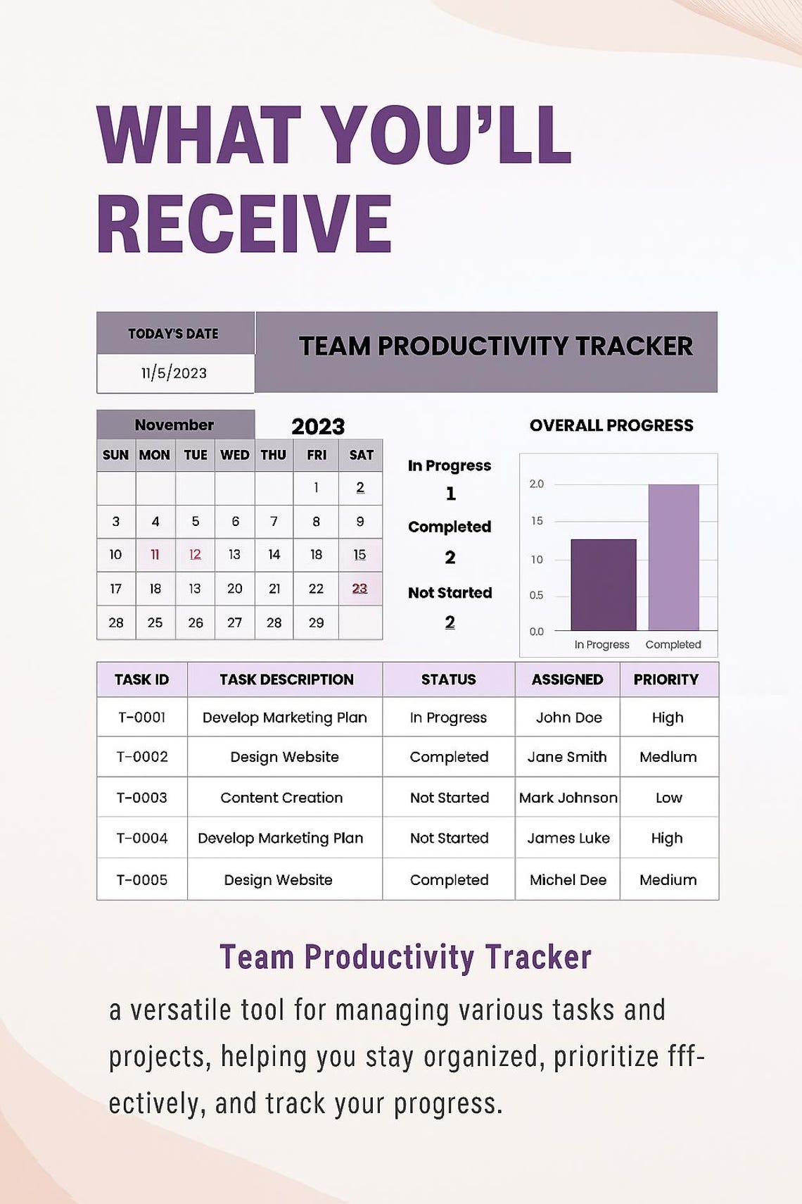 Team Productivity Tracker Template | Employee Task Monitoring Sheet ...