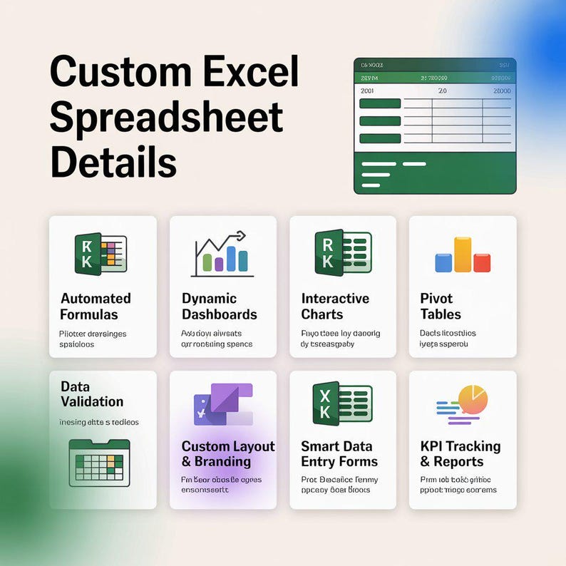 Custom Spreadsheet Google Sheets & Excel | Made to Order Template ...