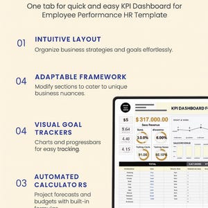 KPI Dashboard for Employee Performance Excel & Google Sheets | HR ...