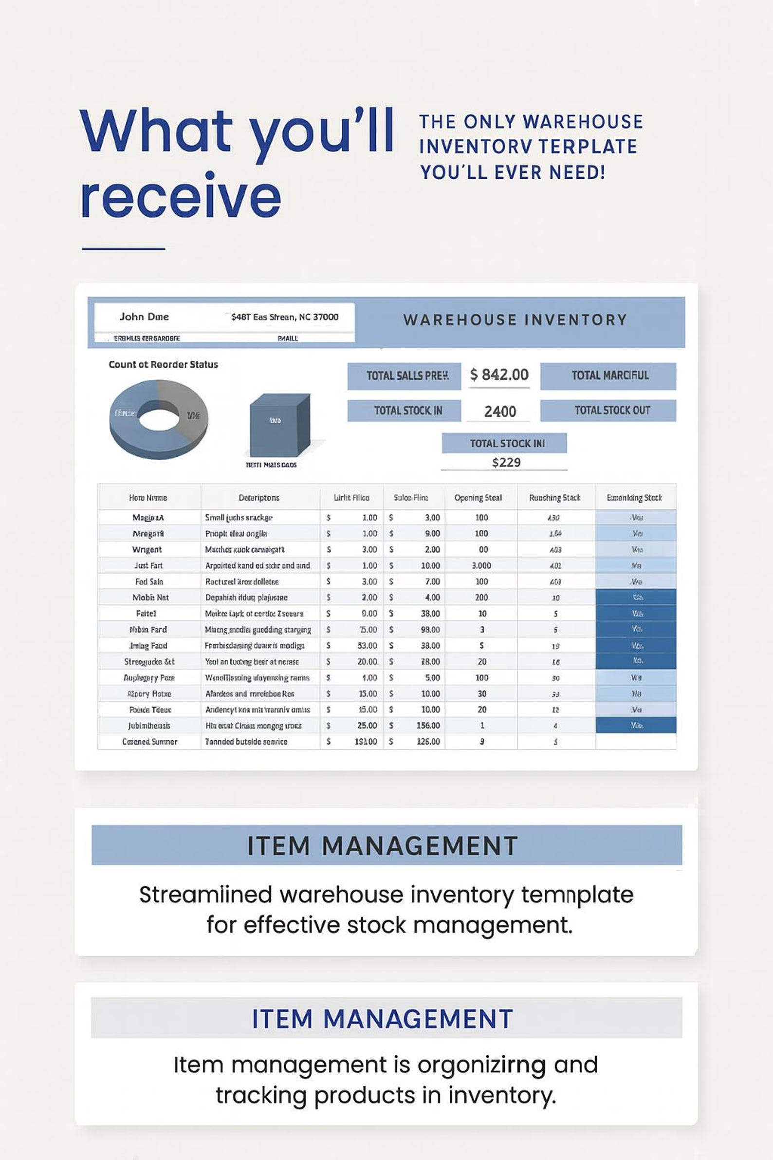Warehouse Management Template | Inventory Tracker Excel & Google Sheets ...