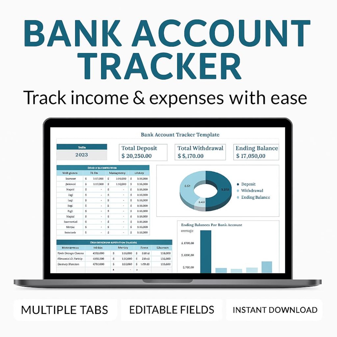 Bank Account Tracker Template Excel Google Sheets – Transaction Log ...