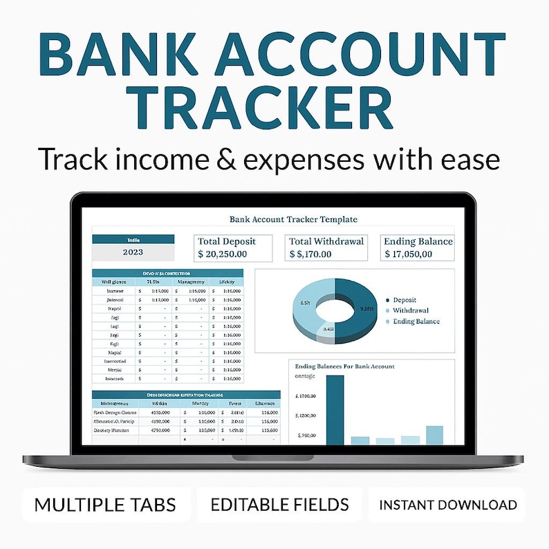 Bank Account Tracker Template Excel Google Sheets – Transaction Log ...