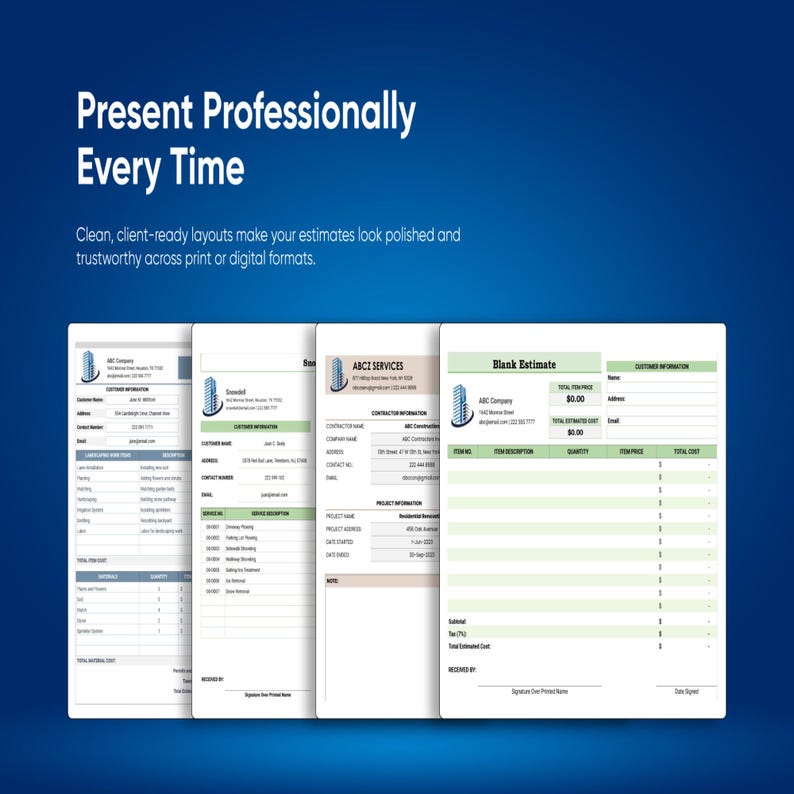 40+ Estimation Template Bundle | Contractor Estimate Forms ...