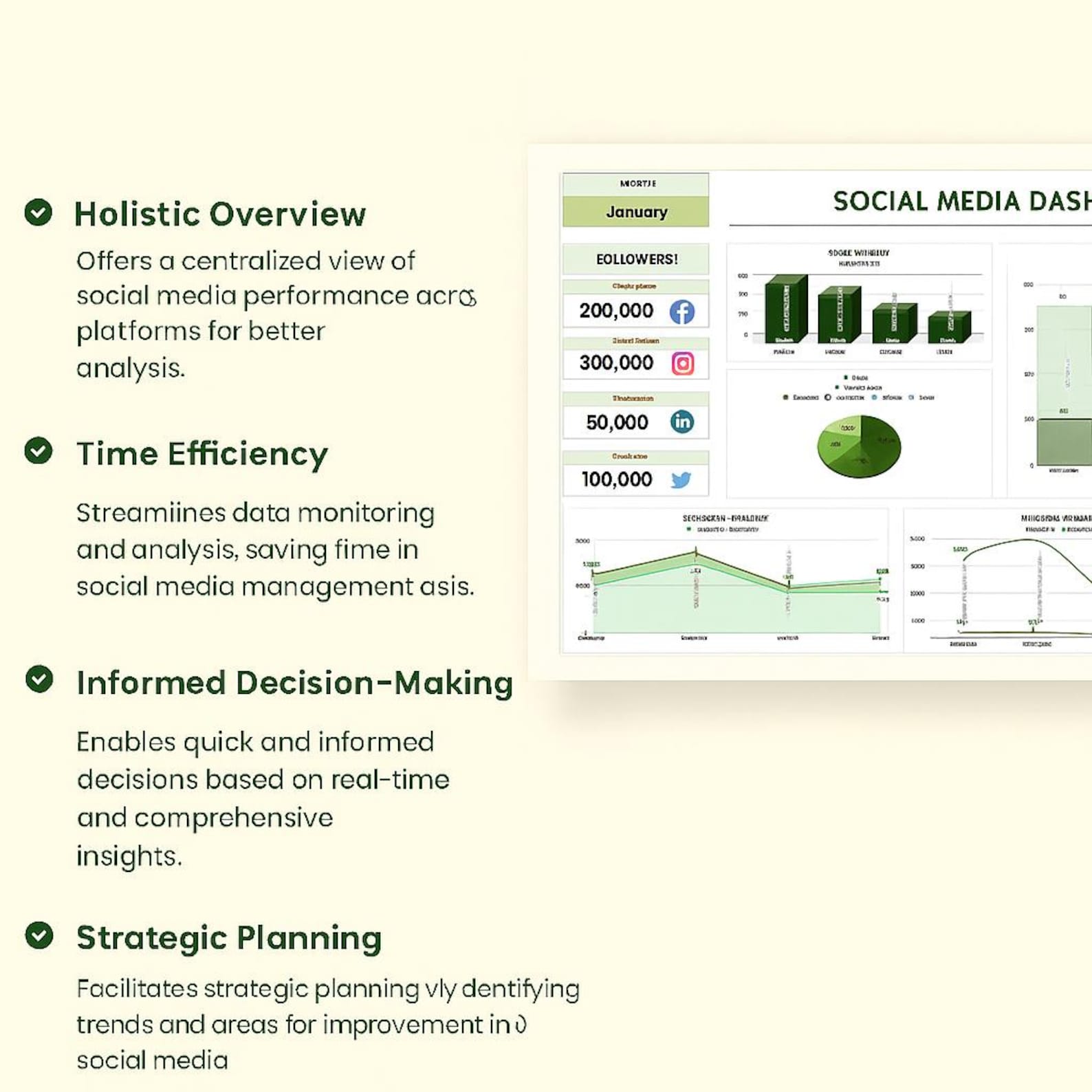 Social Media Dashboard Template | Social Media Planner, Analytics ...