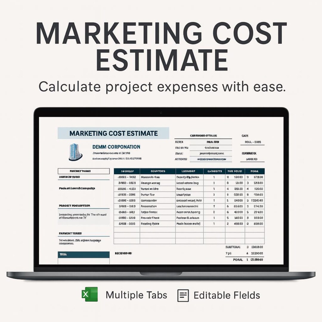 Marketing Cost Estimate Template Excel Google Sheets • Digital ...