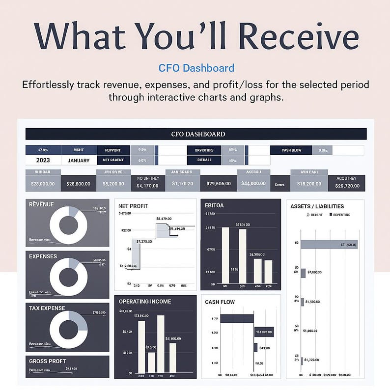 CFO Dashboard Template Excel & Google Sheets | Financial KPI Dashboard ...
