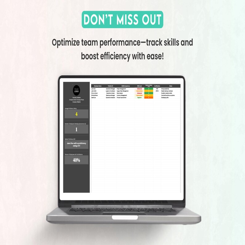 Operations Team Skillset Matrix Template • Excel & Google Sheets ...