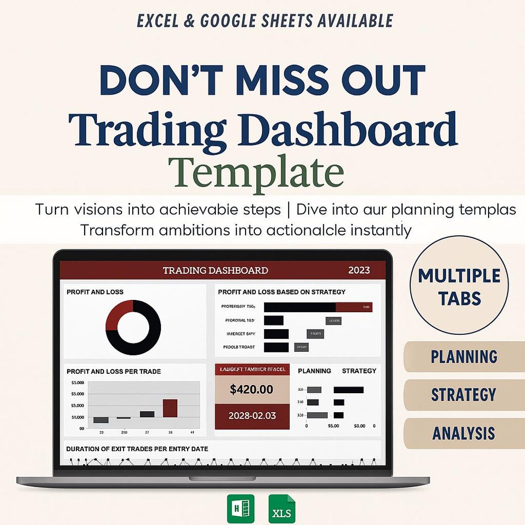 Trading Dashboard Excel Template | Stock Portfolio Tracker, P&L, Risk ...
