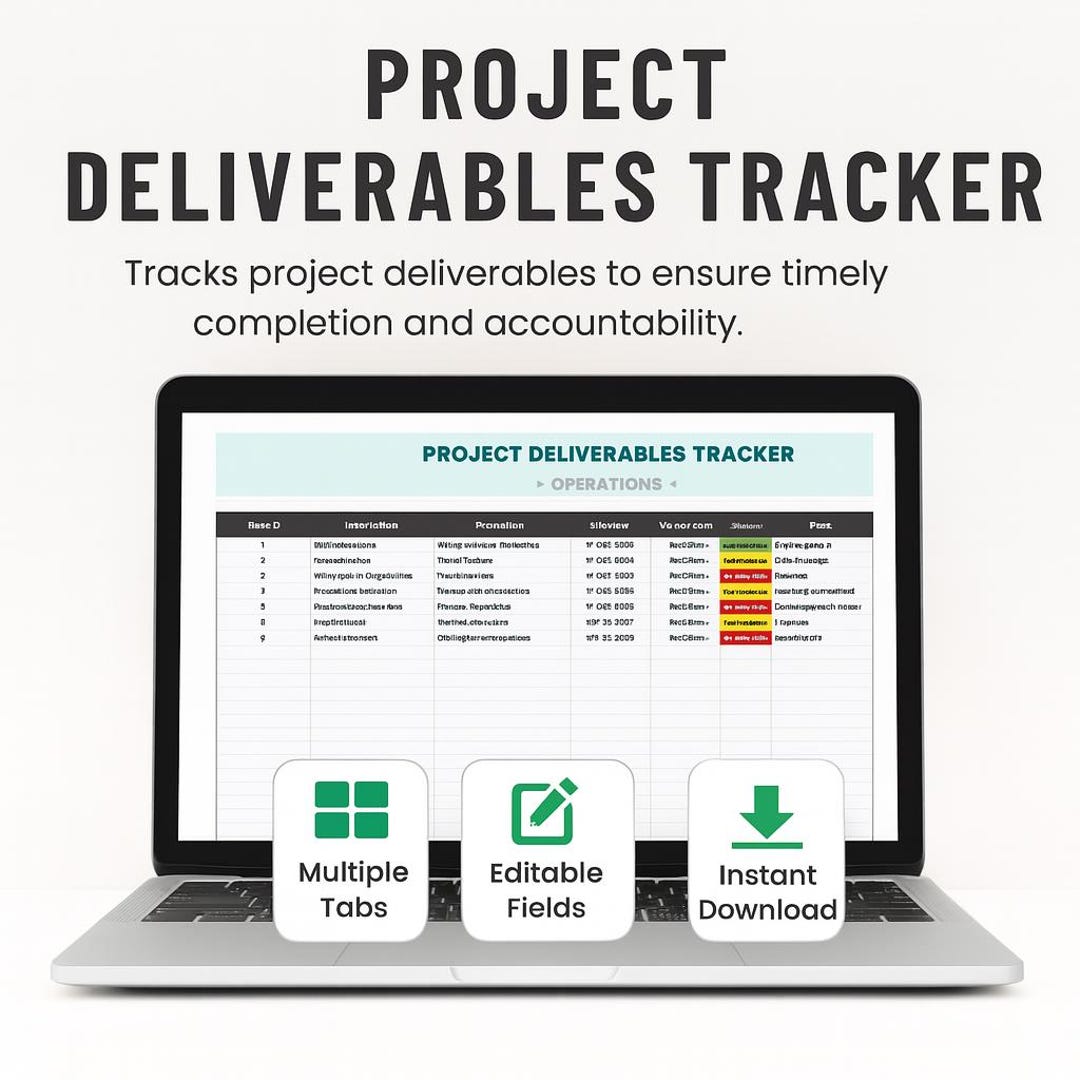 Operations Project Deliverables Tracker Template • Excel & Google ...
