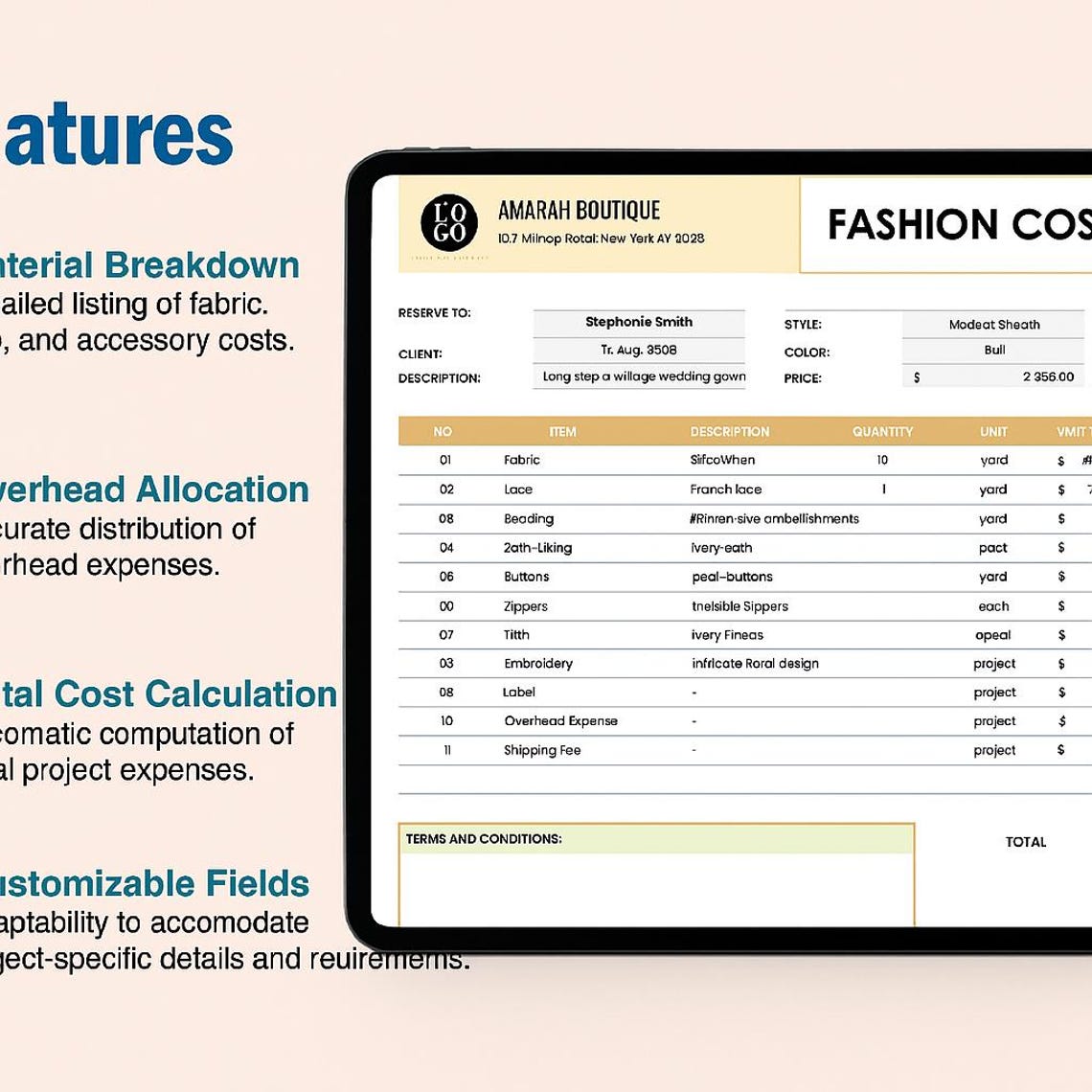 Fashion Cost Sheet Template Excel & Google Sheets | Garment Pricing ...