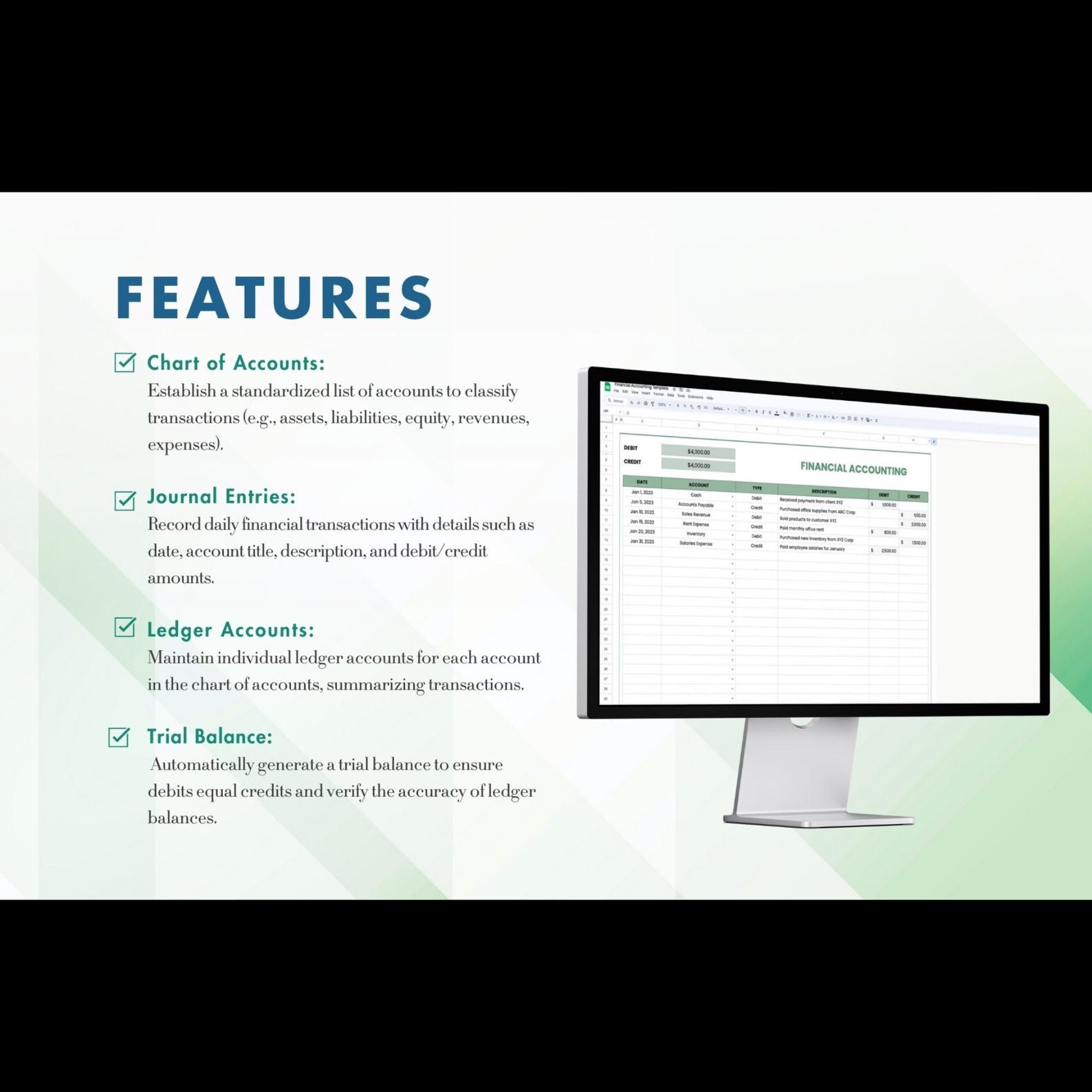Financial Accounting Template Excel Google Sheets – General Ledger ...