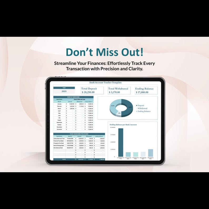 Bank Account Tracker Template Excel Google Sheets – Transaction Log ...