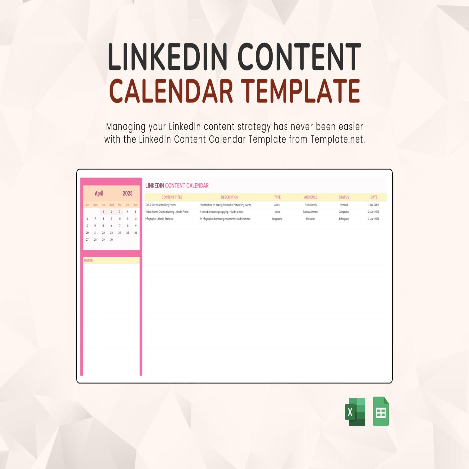 Linkedin Content Calendar Template | Social Media Post Planner ...