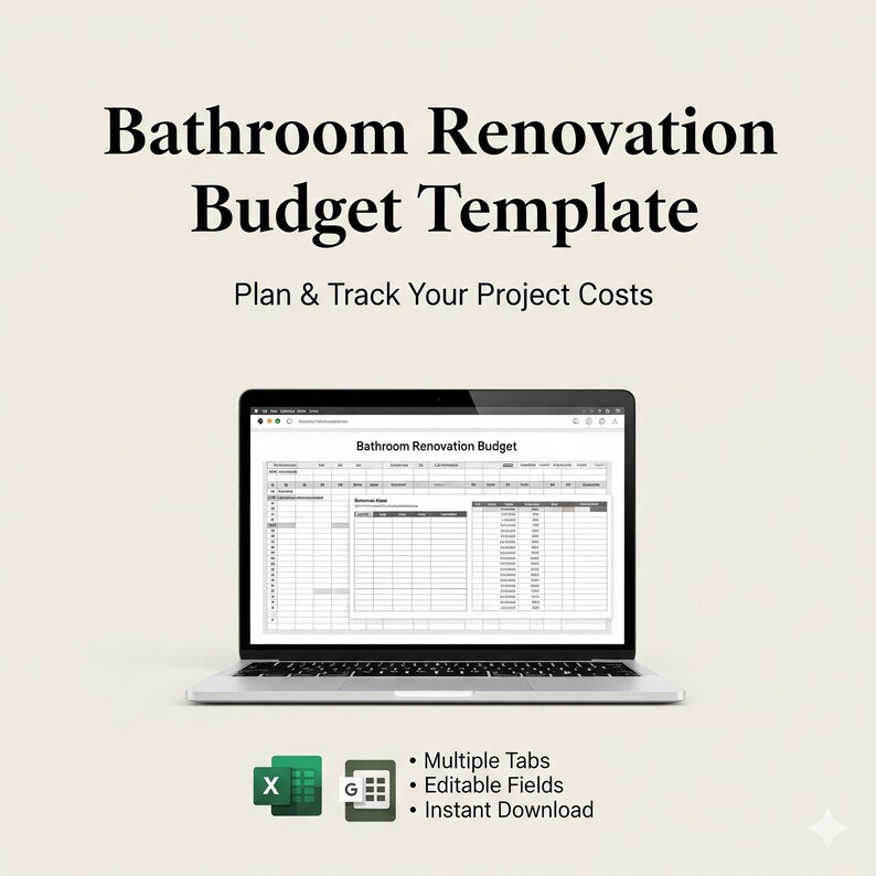 Bathroom Renovation Budget Template Excel & Google Sheets | Remodel ...