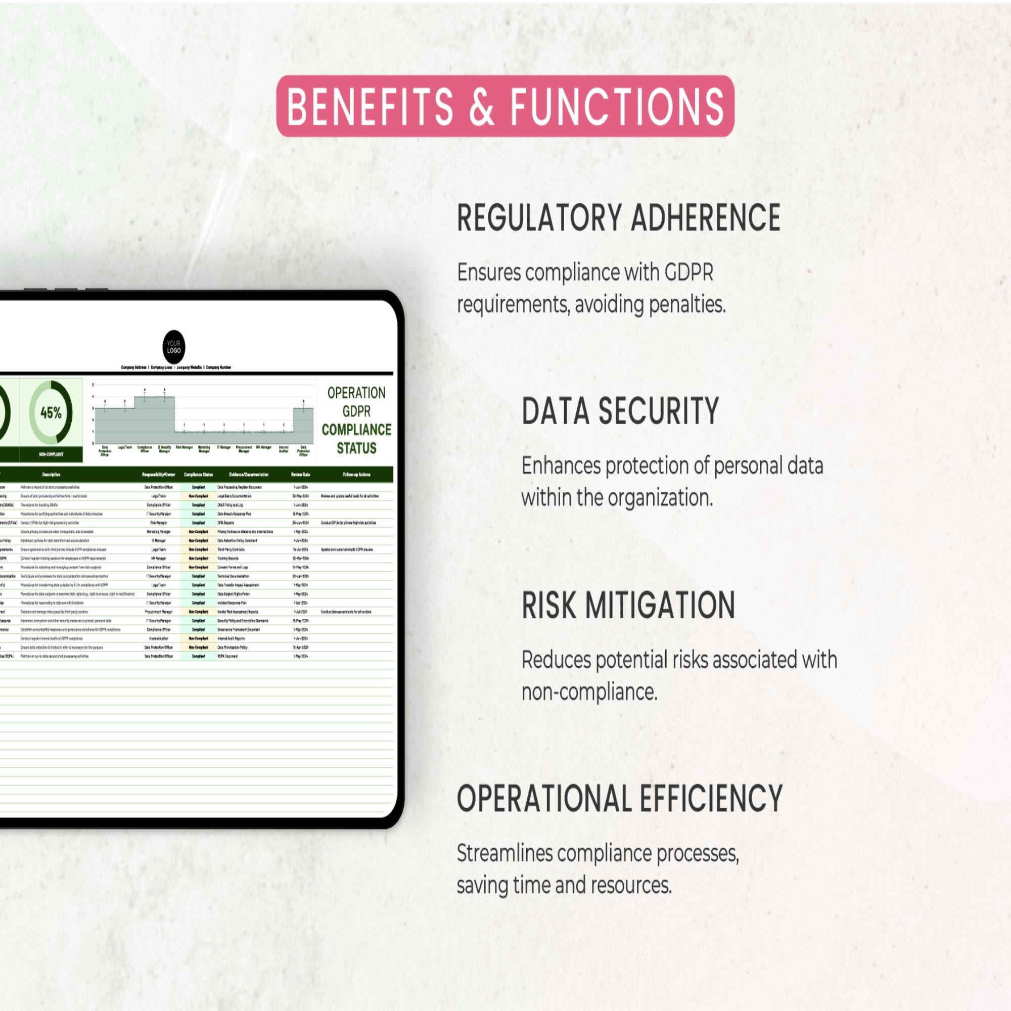 Operations GDPR Compliance Status Template • Excel & Google Sheets ...