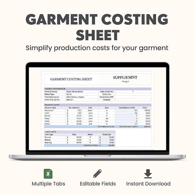 Garment Costing Sheet Template Excel & Google Sheets | Apparel ...