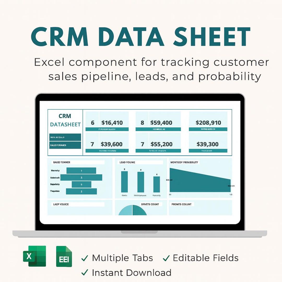 CRM Data Sheet Template – Excel & Google Sheets Customer Database and ...