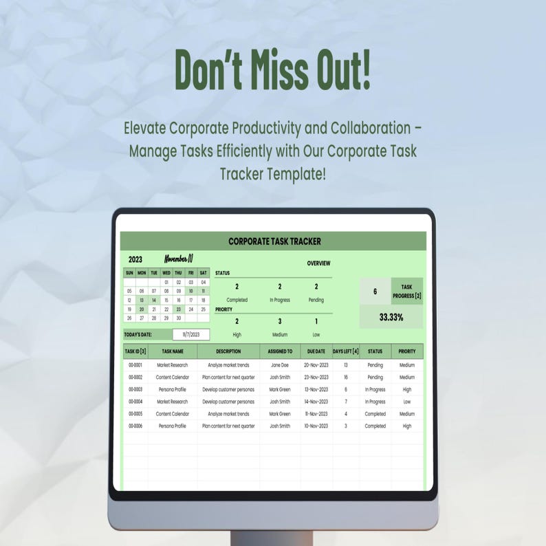 Corporate Task Tracker Template | Employee Task Management, Project ...