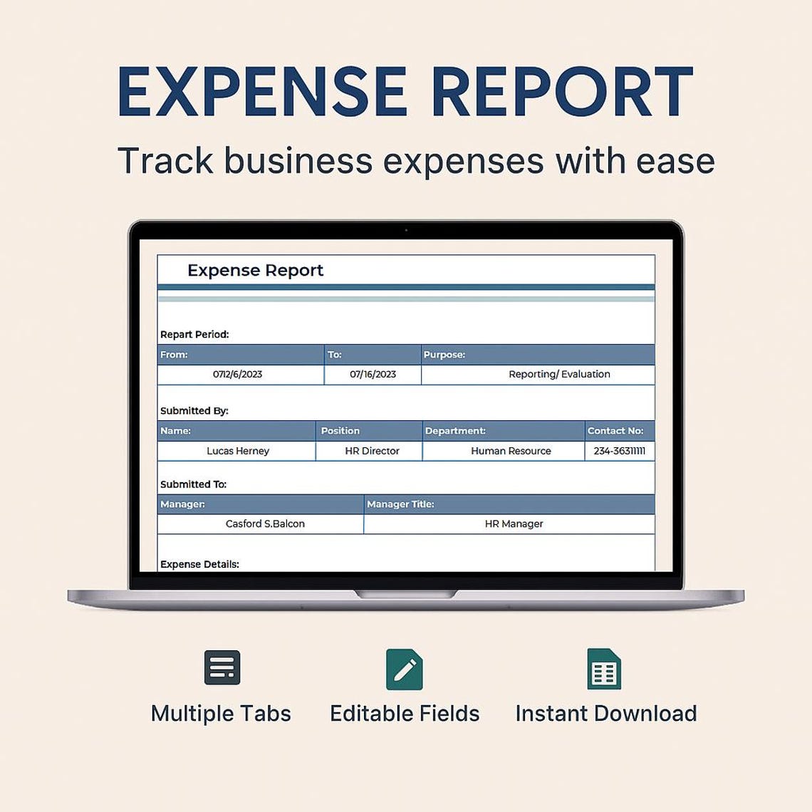 Expense Report Template Excel Google Sheets – Business Expense Form ...