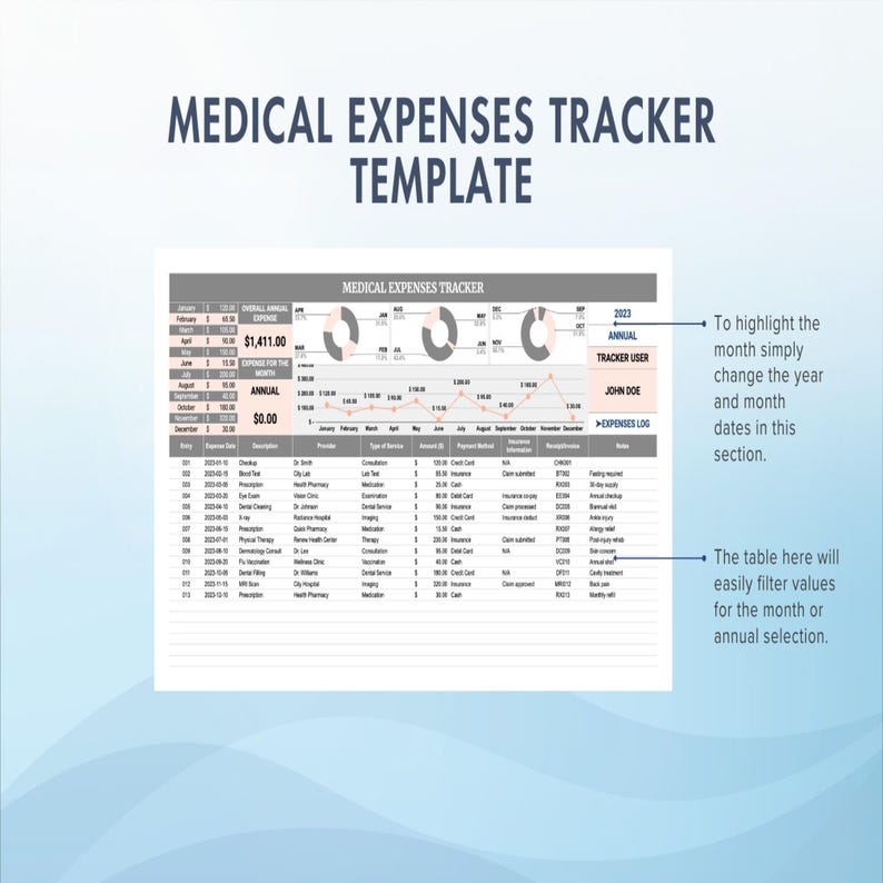 Medical Expenses Tracker Template Excel & Google Sheets • Health Cost ...