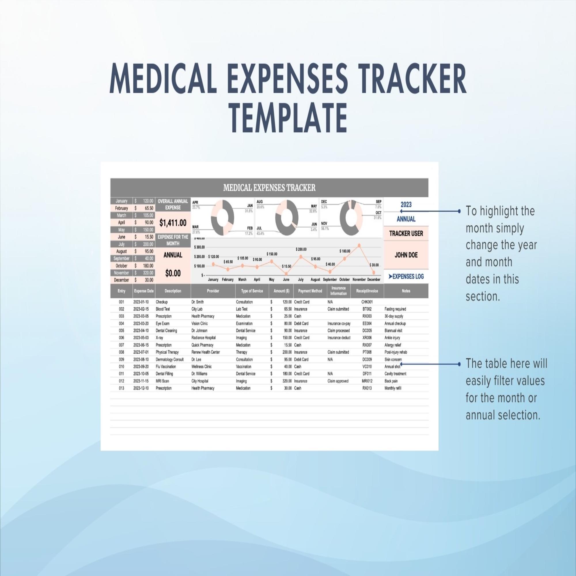 Medical Expenses Tracker Template Excel & Google Sheets • Health Cost ...