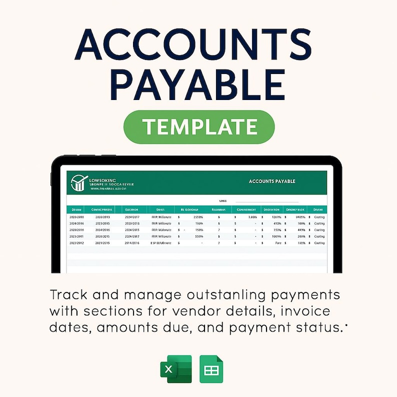 Accounts Payable Template Excel Google Sheets – AP Ledger, Invoice ...