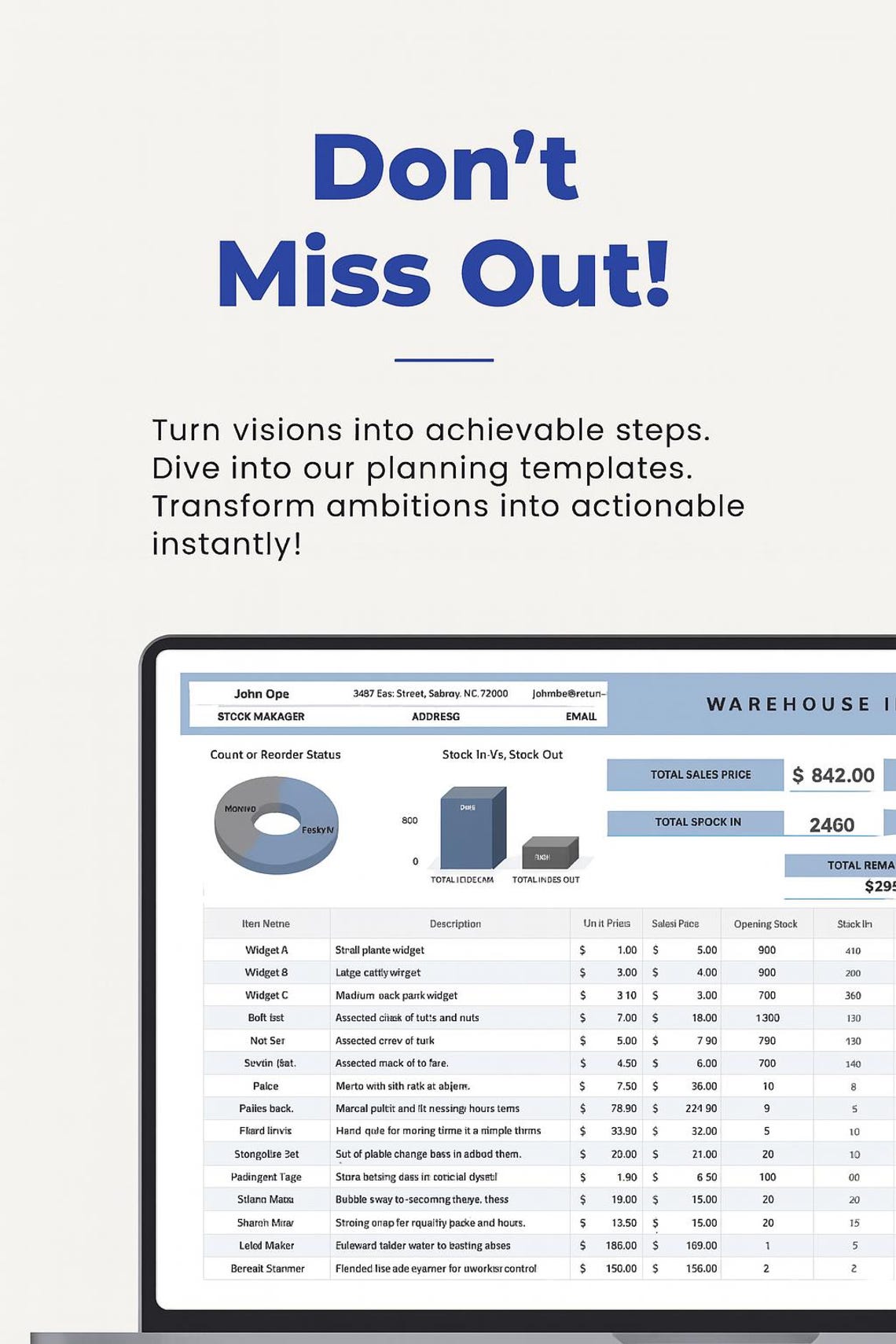 Warehouse Management Template | Inventory Tracker Excel & Google Sheets ...