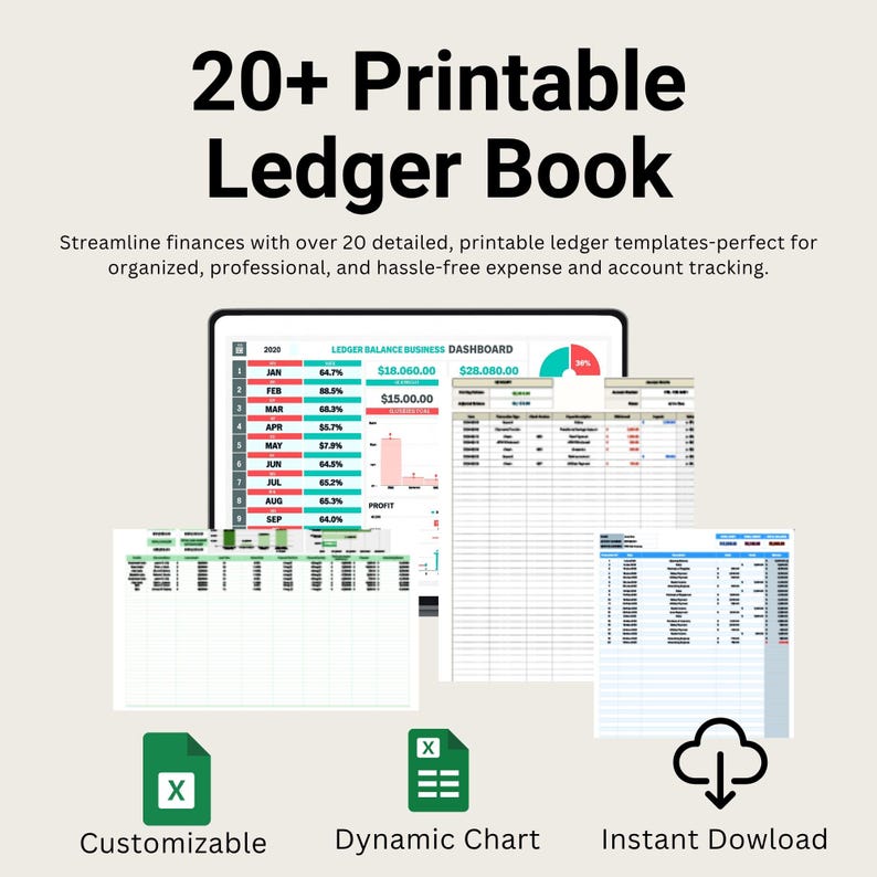 20+ Printable Ledger Book Template Bundle | Editable PDF, Excel ...