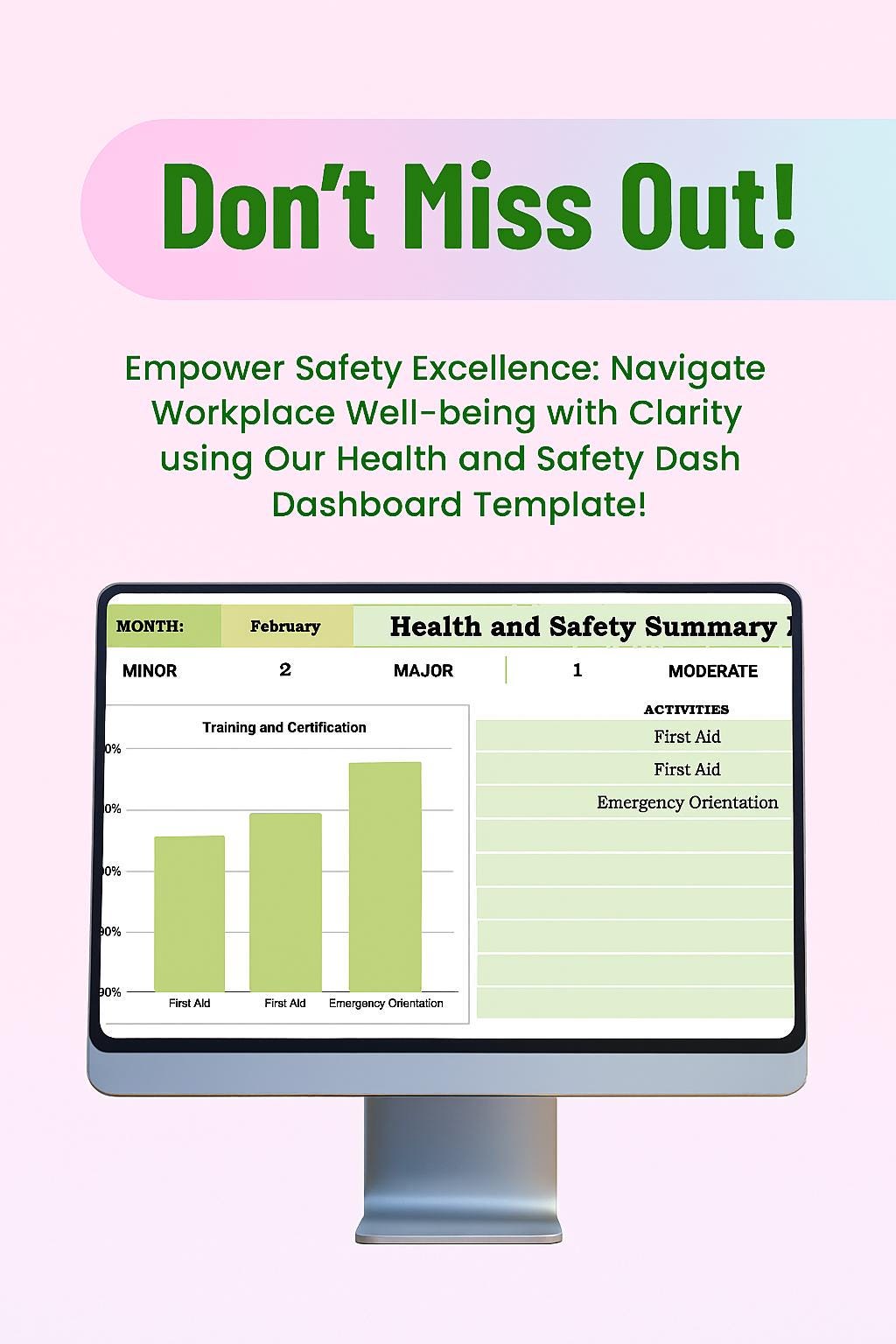 Health and Safety Dashboard Template Excel & Google Sheets | Workplace Incident Tracker | Risk ...