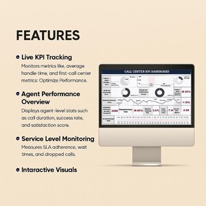 Call Center KPI Dashboard Template for Excel & Sheets | Agent Metrics ...