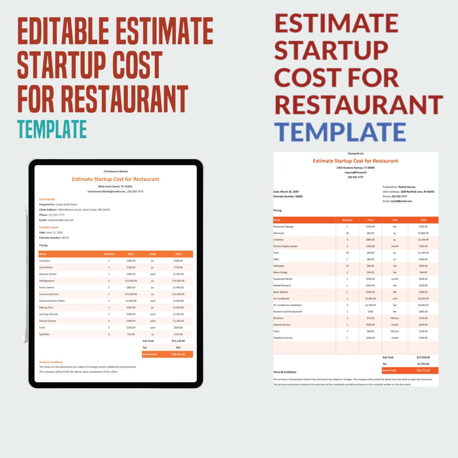 Restaurant Management Excel Bundle | Staff Schedule, Inventory, Sales ...
