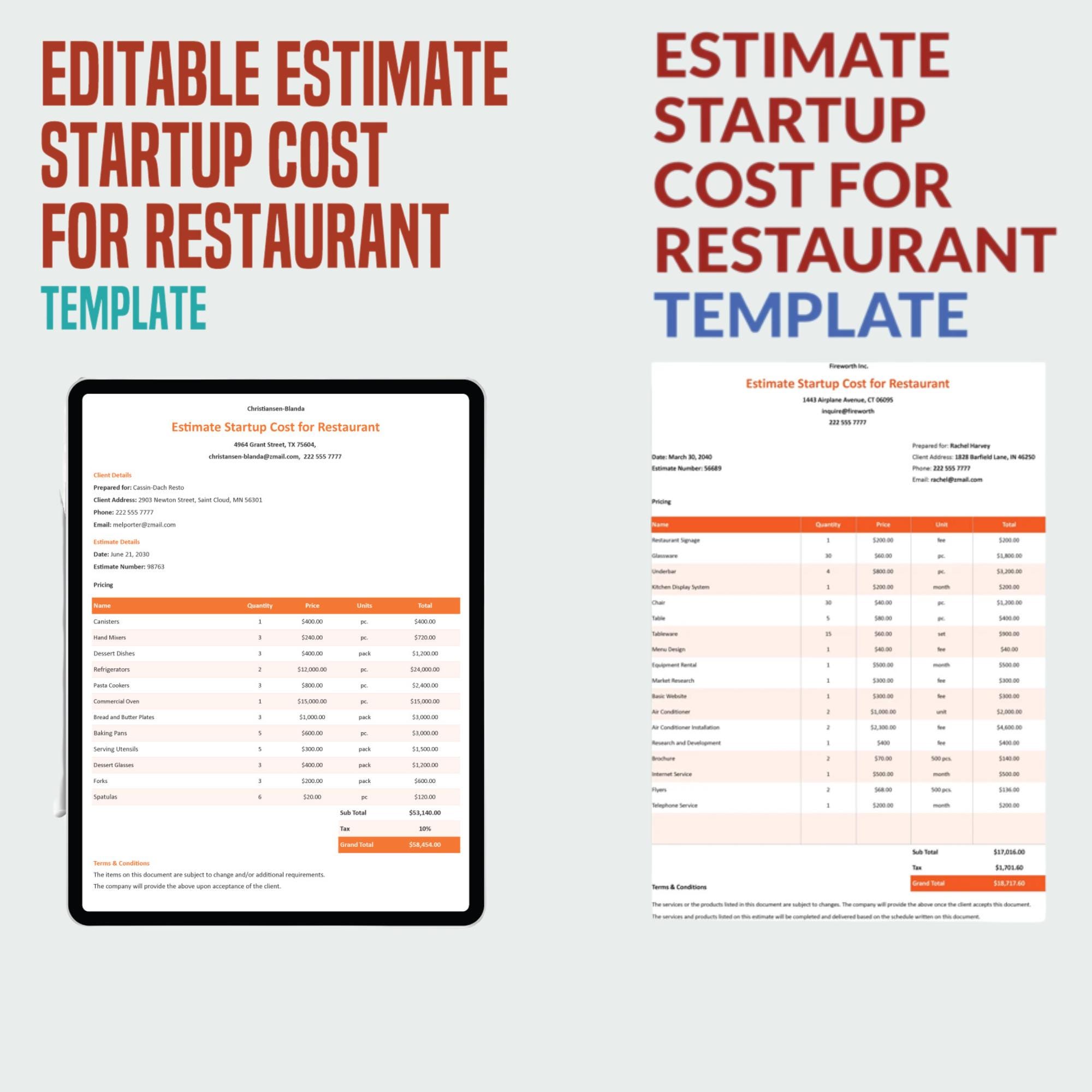 Restaurant Management Excel Bundle | Staff Schedule, Inventory, Sales ...