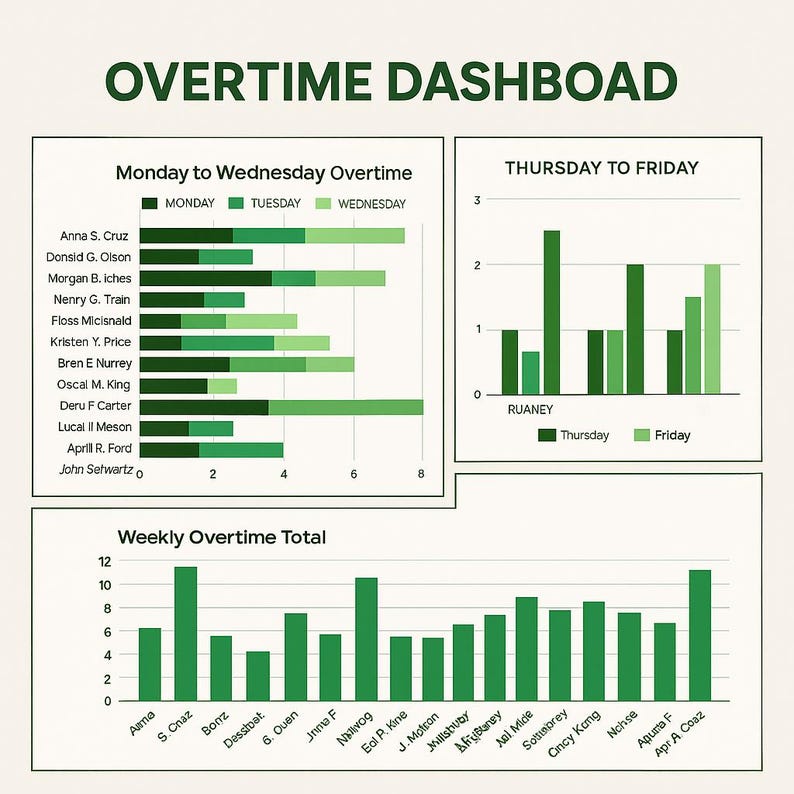 Overtime Dashboard Template • Excel & Google Sheets • HR Overtime ...