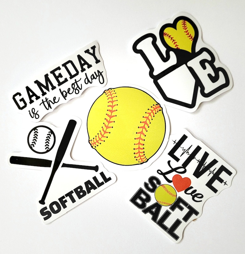 Softball Sticker Set Glossy Water Bottle Stickers Laptop Stickers PVC ...