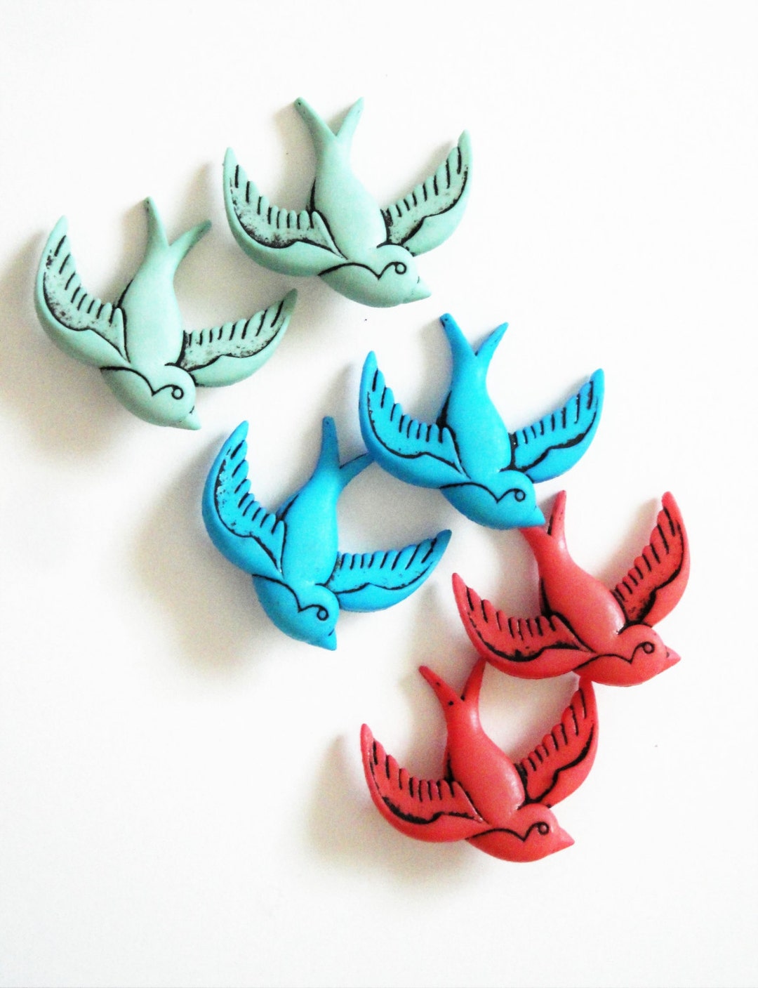 Bird Button Sampler 6pc Swallow Bird Buttons - Etsy