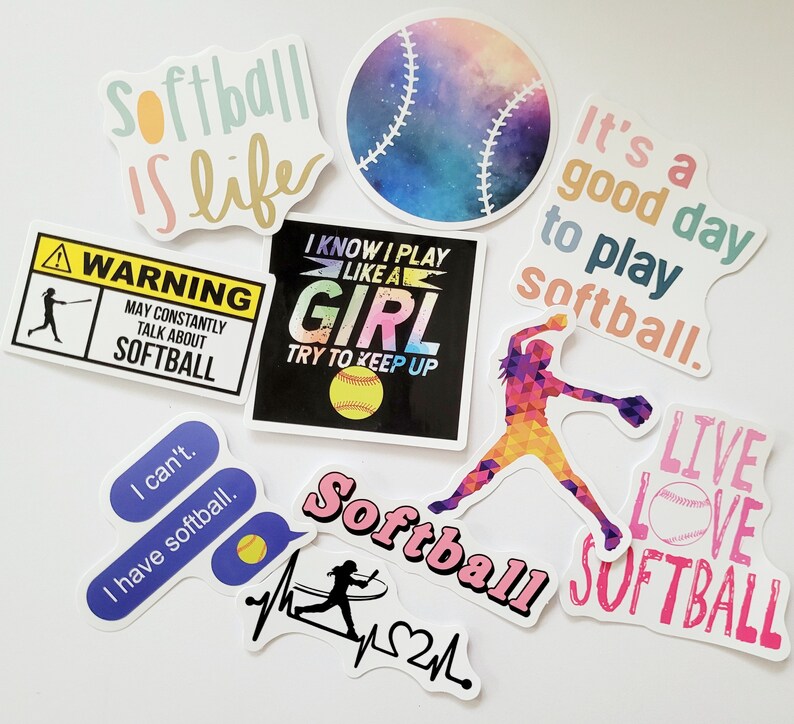 Softball Stickers Water Bottle Sticker Laptop Stickers PVC Vinyl ...