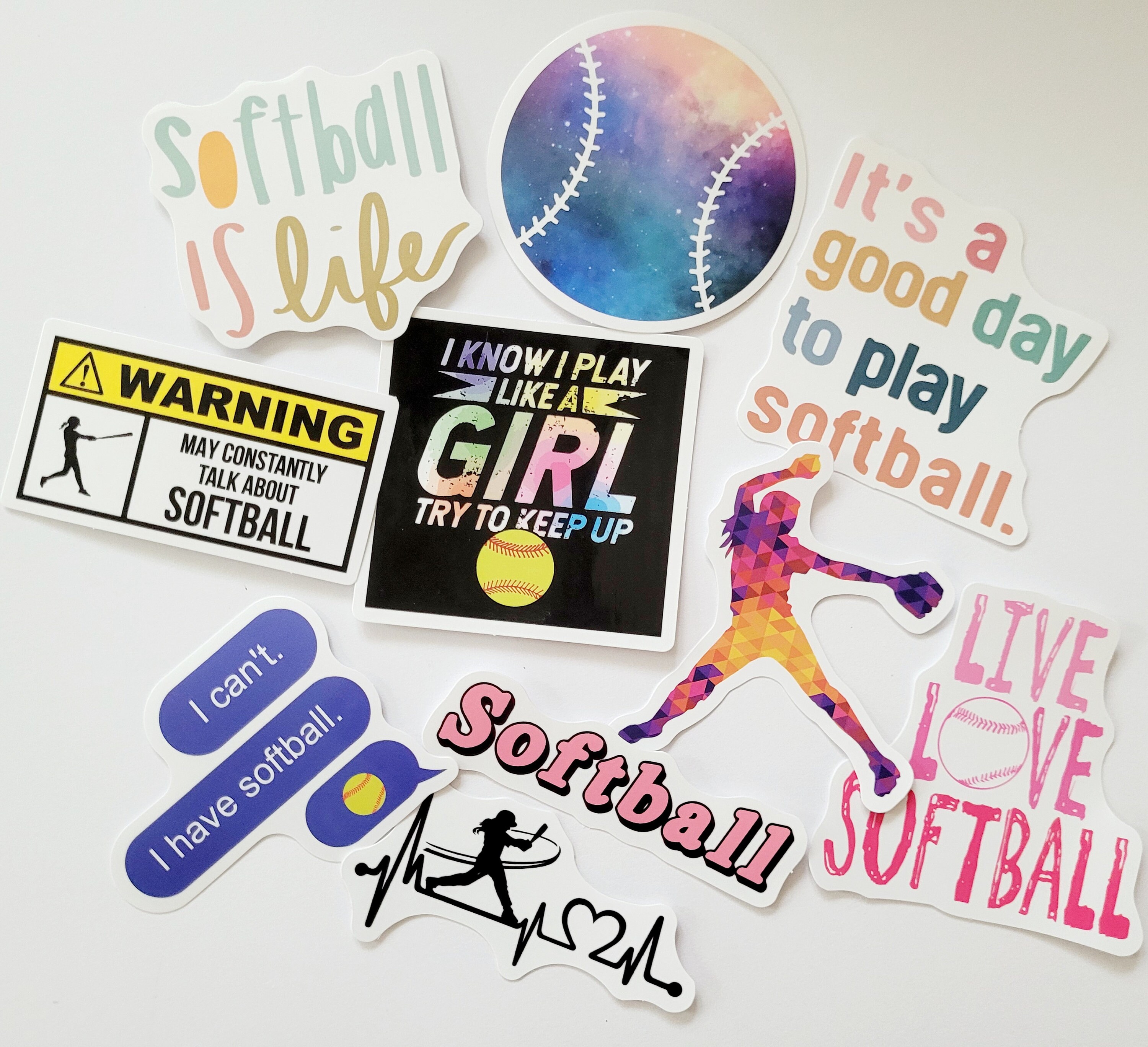 Softball Stickers Water Bottle Sticker Laptop Stickers PVC Vinyl ...