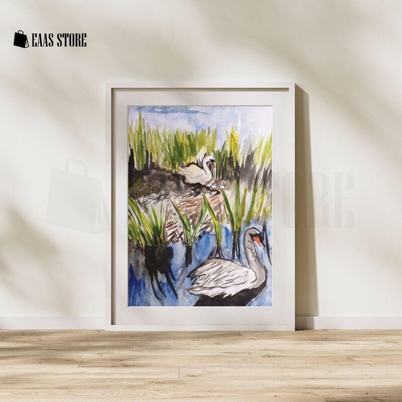 Two Swans Painting - Etsy
