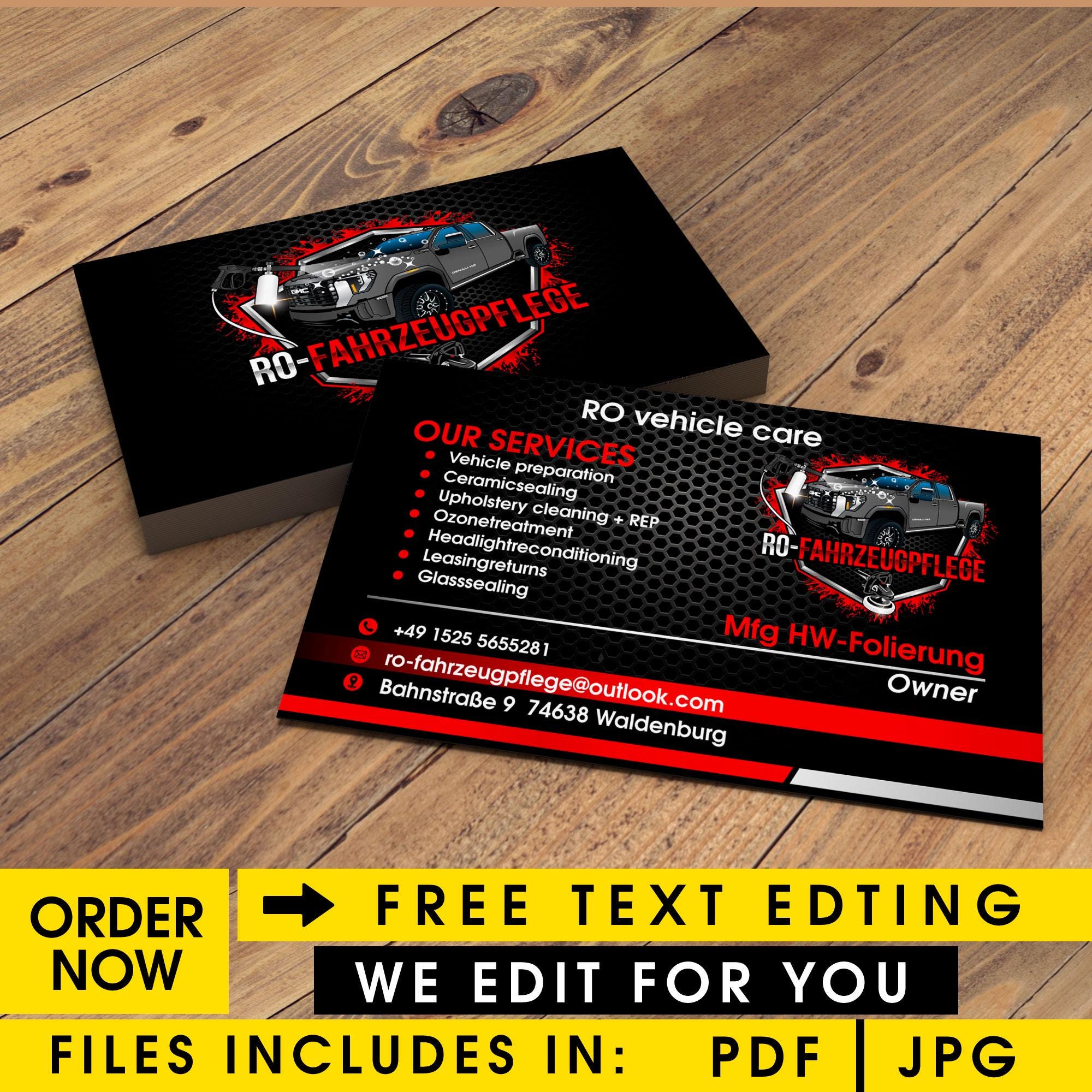 Carwash Business Card Template Auto Detailing Automotive Mobile ...