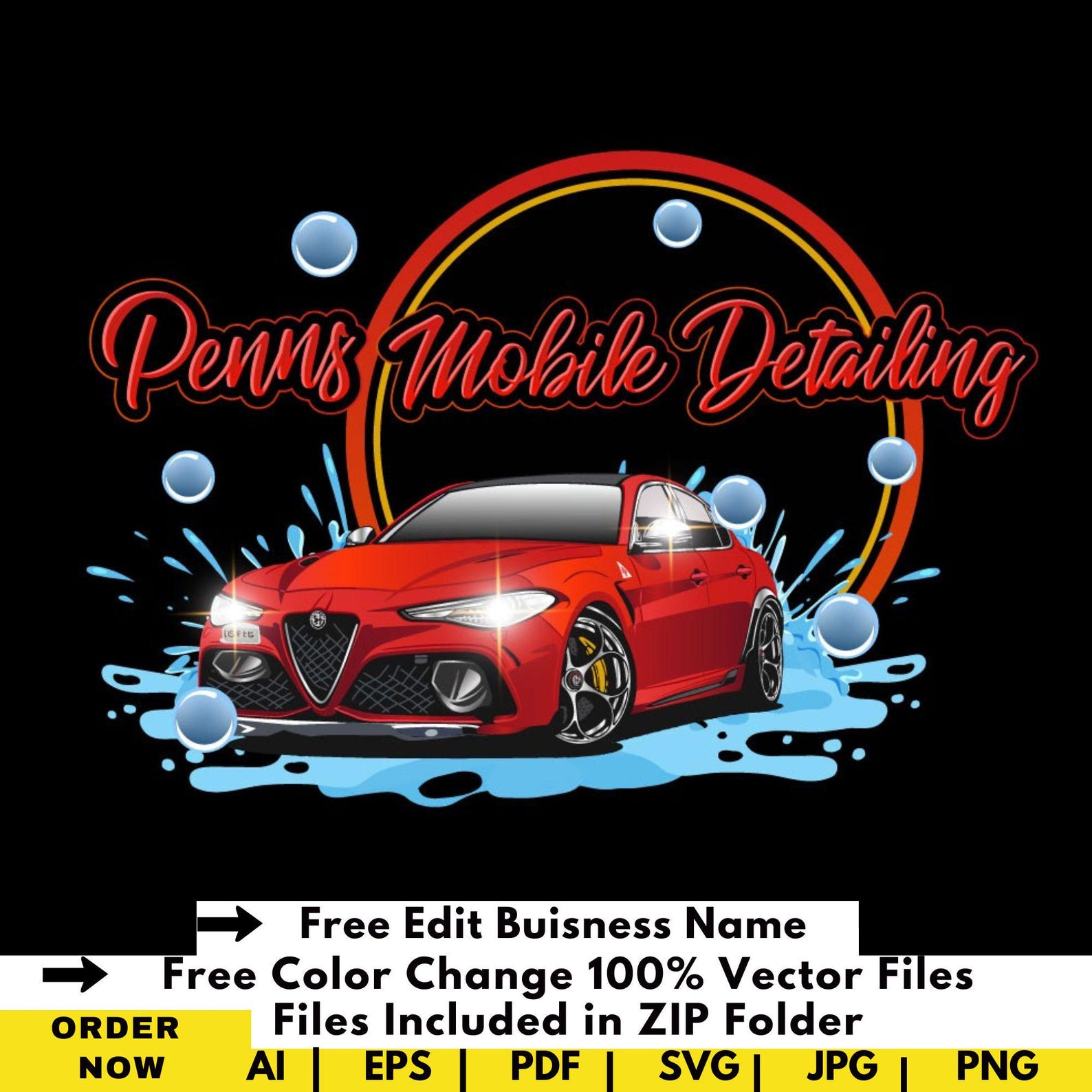 Custom Mobile Detailing Auto Detailing Logo Design Automotive Logo Car ...