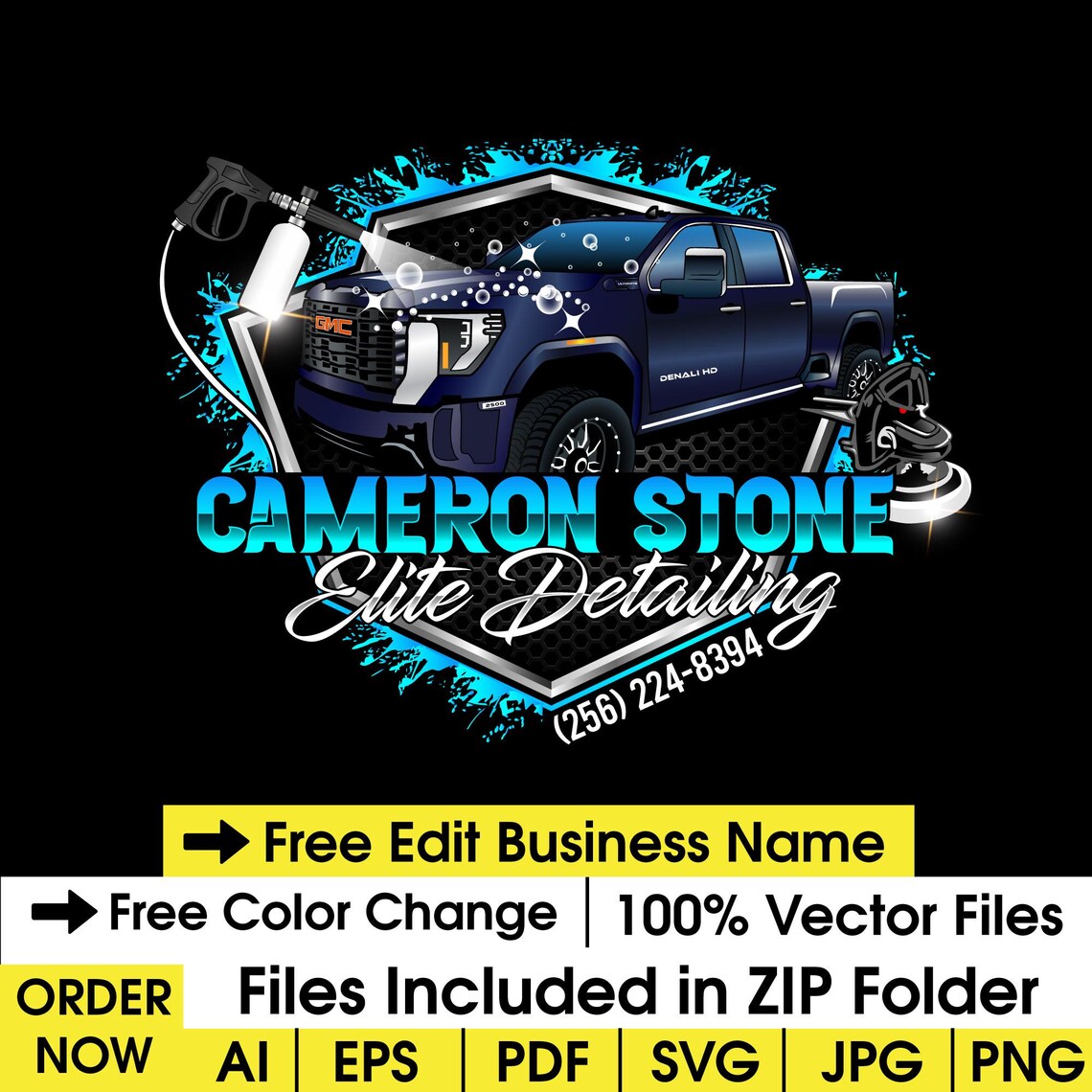 Editable Auto Detailing Logo Car Detailing Logo Custom Business Logo ...