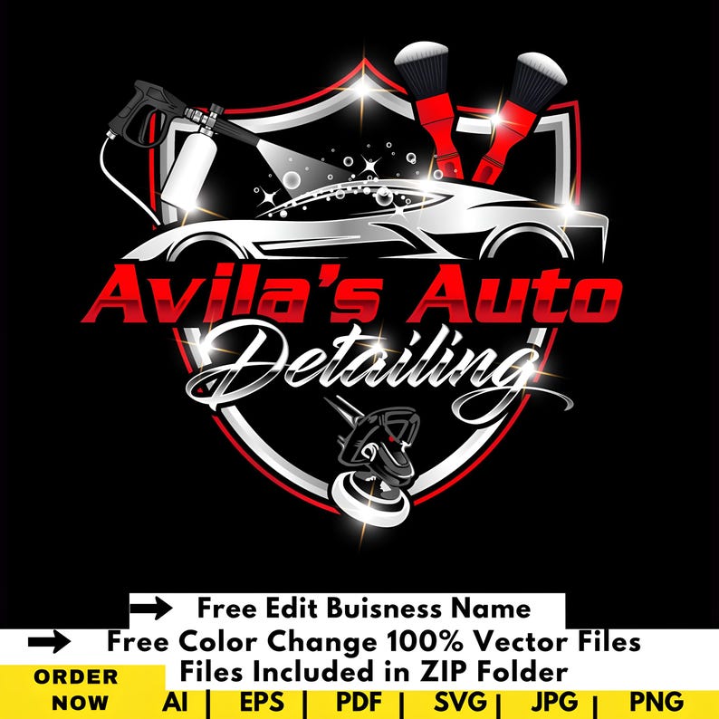 Editable Auto Detailing Logo Mobile Detailing Car Wash Logo Auto Spa ...