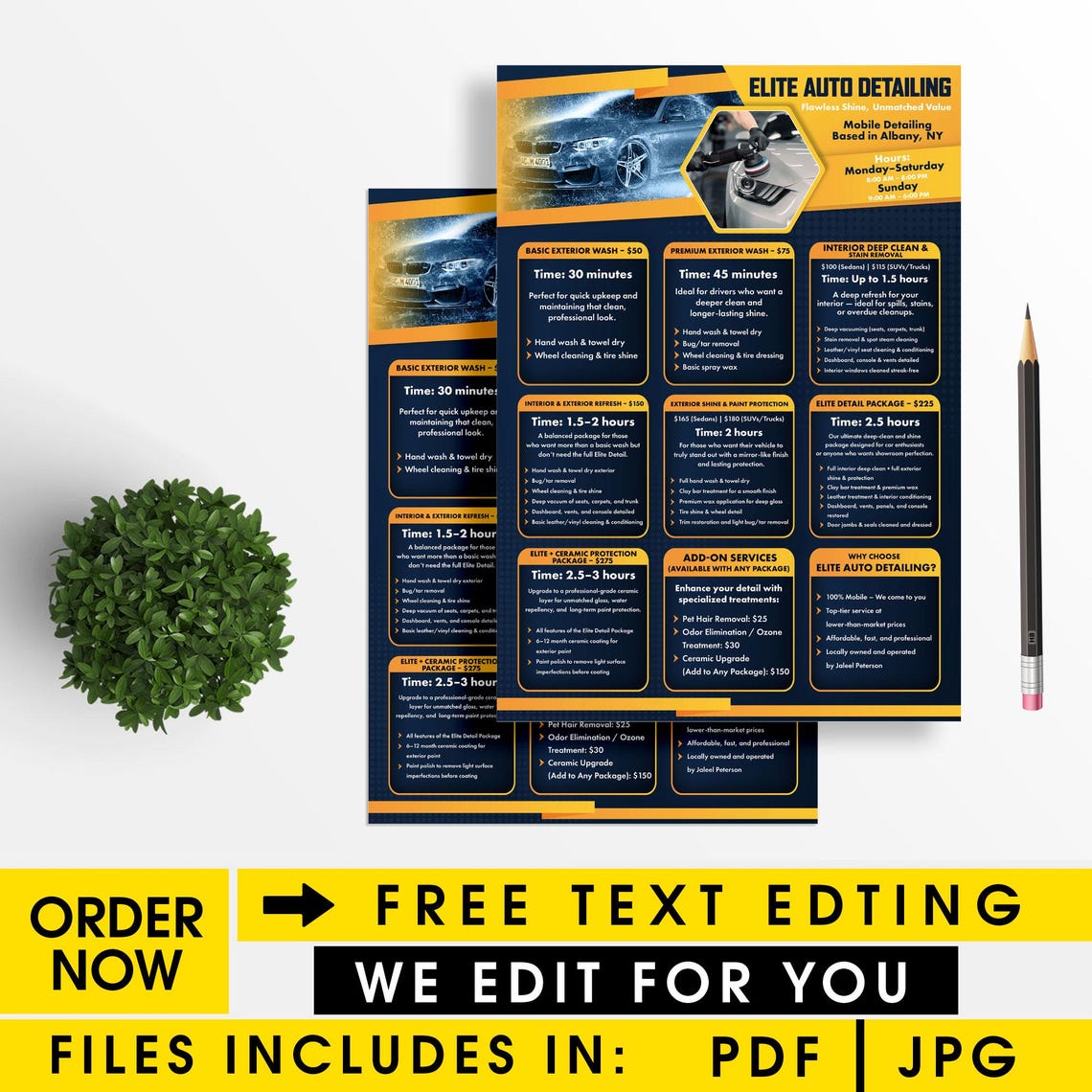 Custom Auto Detailing Price List Flyer Design, Mobile Detailing ...