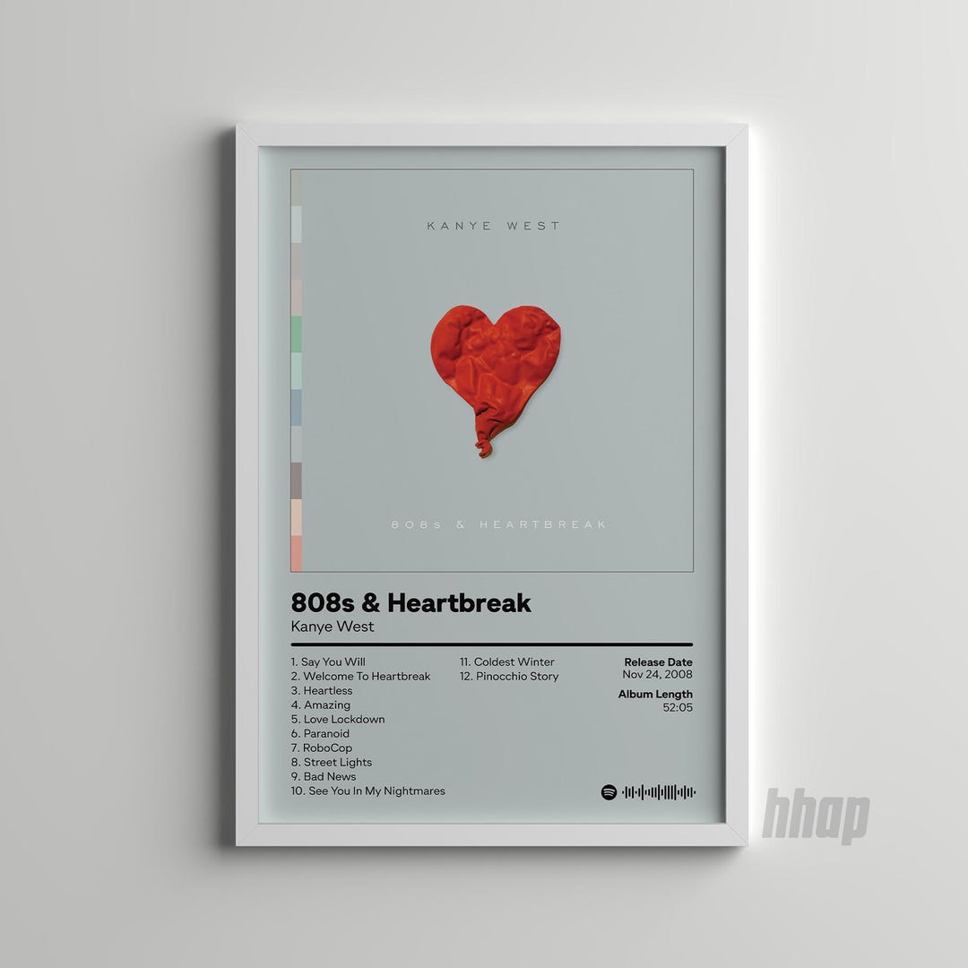 Kanye West - 808s & Heartbreak - Custom Album Print - Kanye West Poster ...