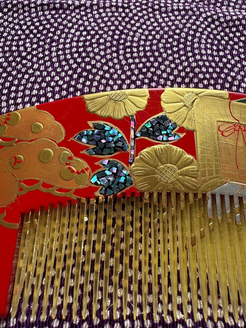 Vintage Japanese Kushi Hair Ornament Comb Shell Inlay and Matching ...