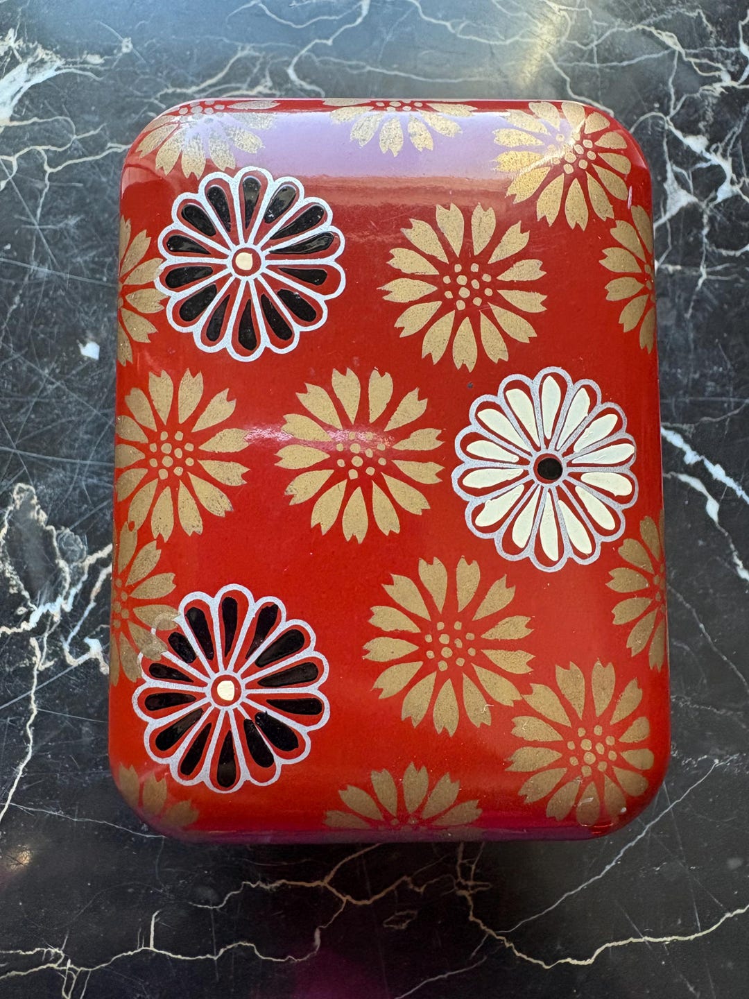 Retro Japanese Red Plastic Hand Painted Flowers Small Case - Etsy